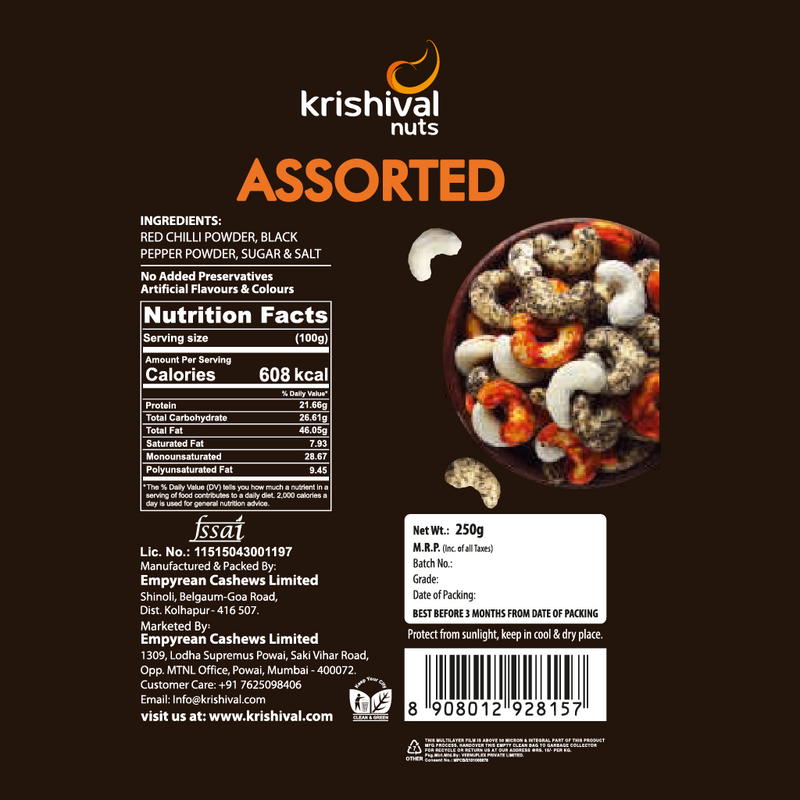 Buy Assorted Cashews 500g for Guilt-Free Snacking | Krishival